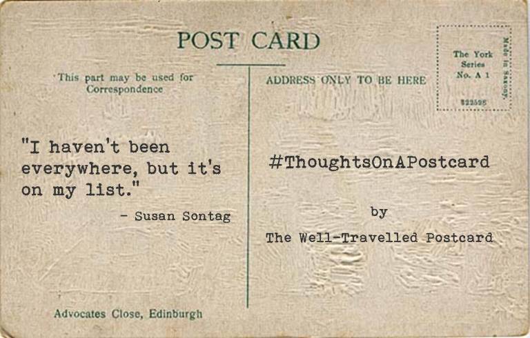 Thursday #ThoughtsOnAPostcard Round-up no.2 – The Well-Travelled Postcard
